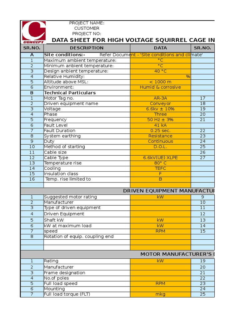 Data Sheet-HV Motors | Physical Quantities | Machines