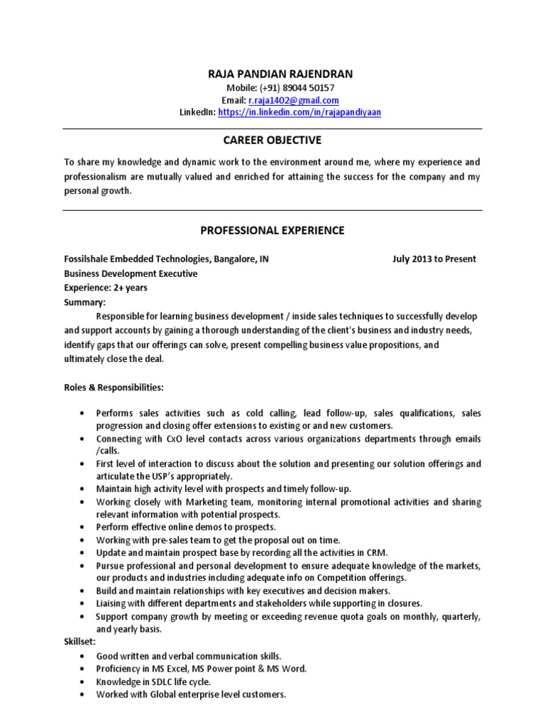 BD Resume | PDF | Sales | Customer Relationship Management