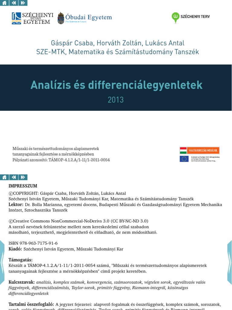 Gáspár Csaba, Horváth Zoltán, Lukács Antal Analizis És ...