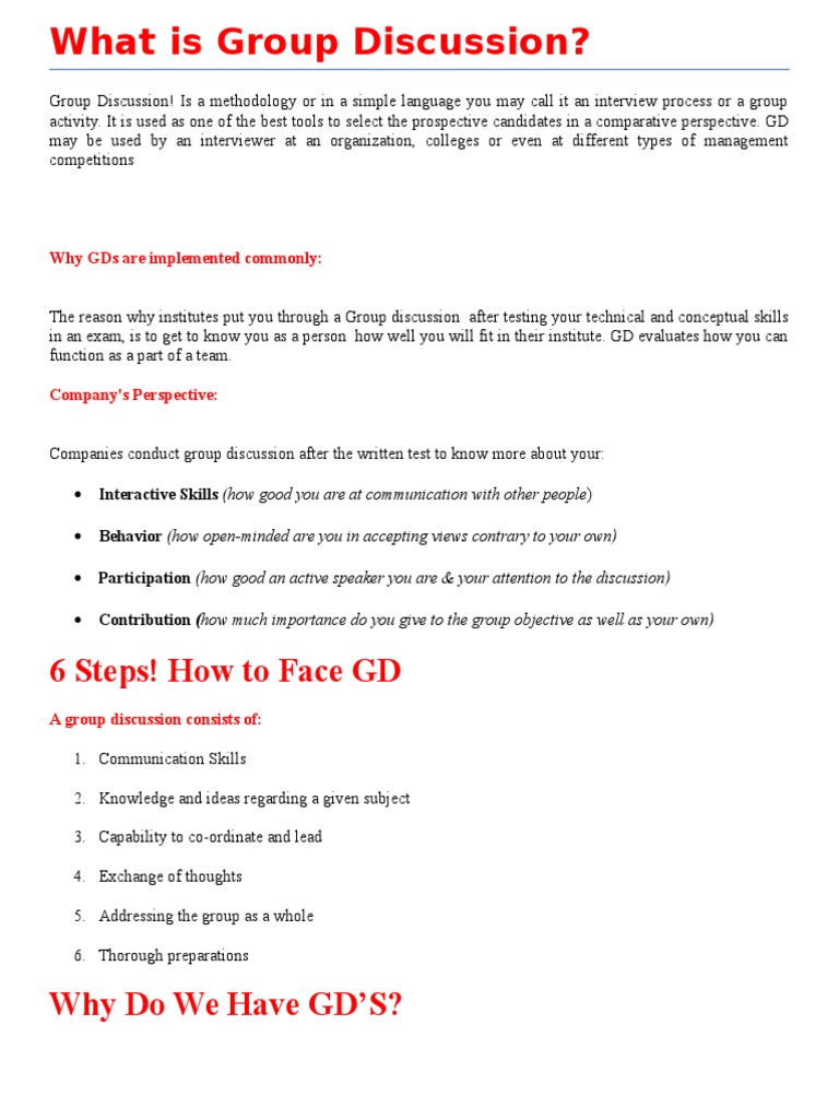 Group Discussion | Download Free PDF | Argument | Etiquette