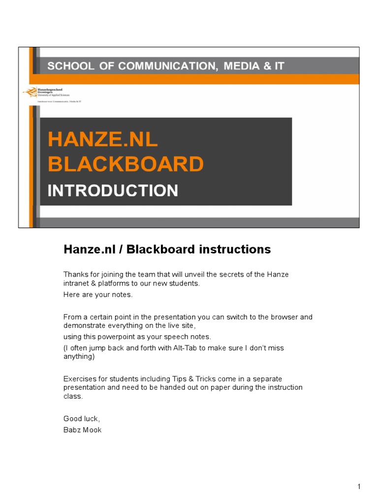 Hanze - NL / Blackboard Instructies EN | PDF