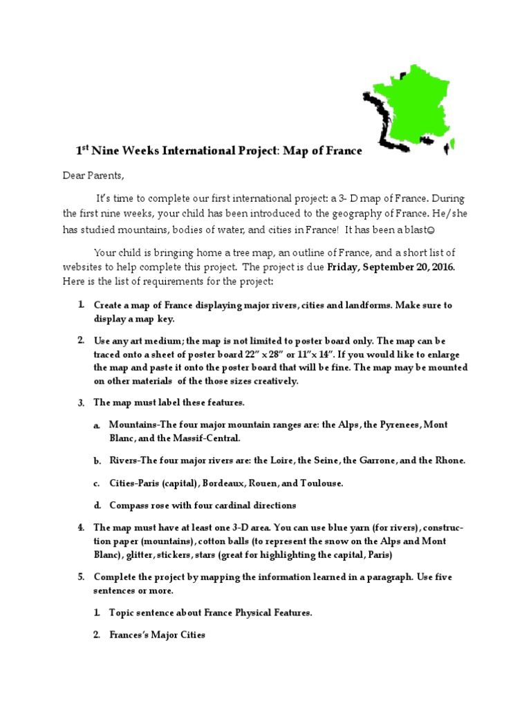 France Map Project for Parents | PDF | Map | Grammar