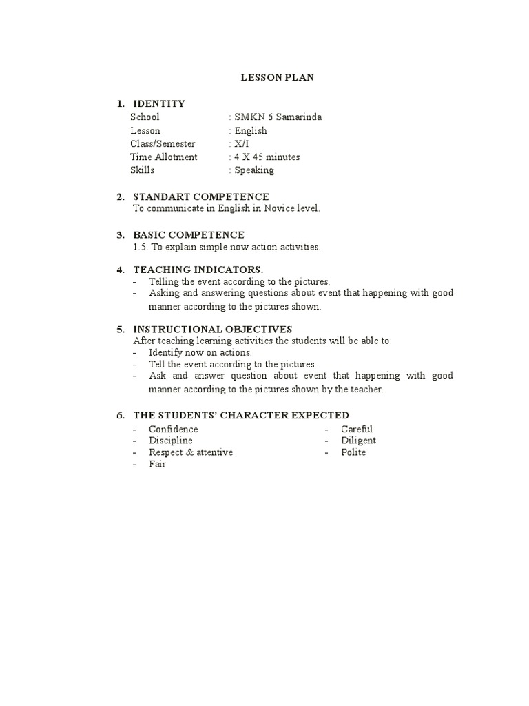 Present Continuous Tense Lesson Plan | PDF