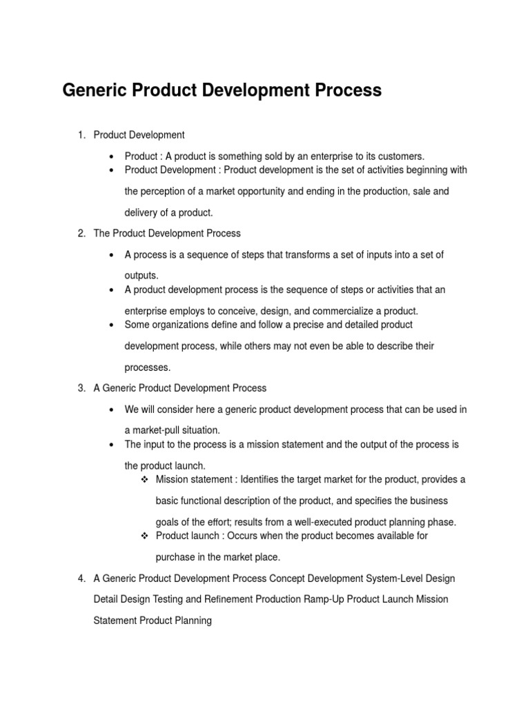 Generic Product Development Process | PDF | New Product Development ...