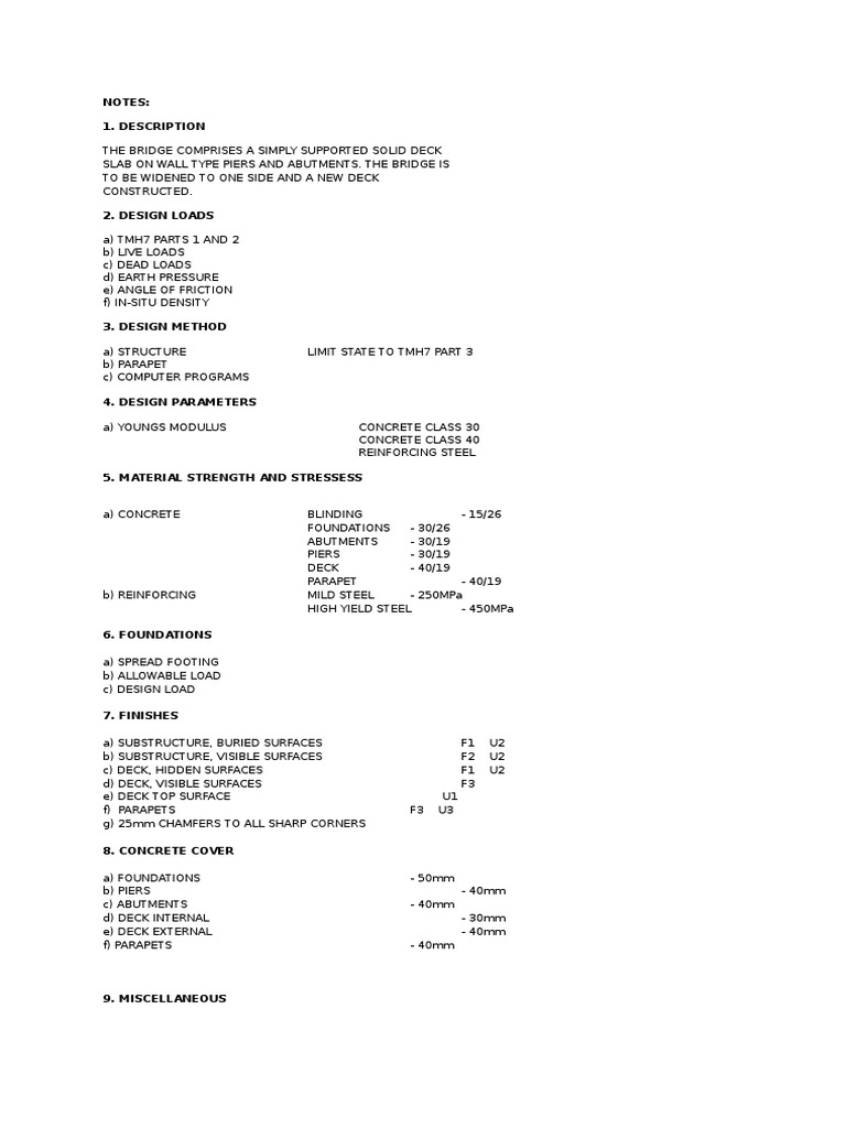General Arrangement Drawing Notes | PDF