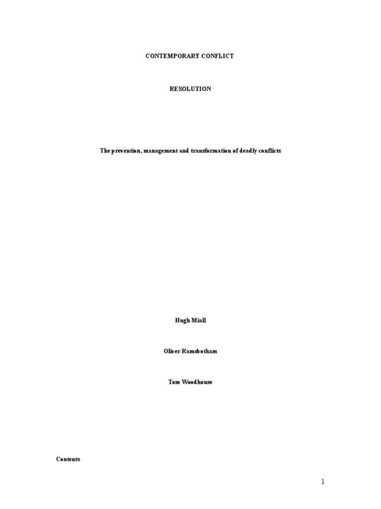 Contemporary Conflict Resolution | PDF | Peacebuilding | Conflict ...
