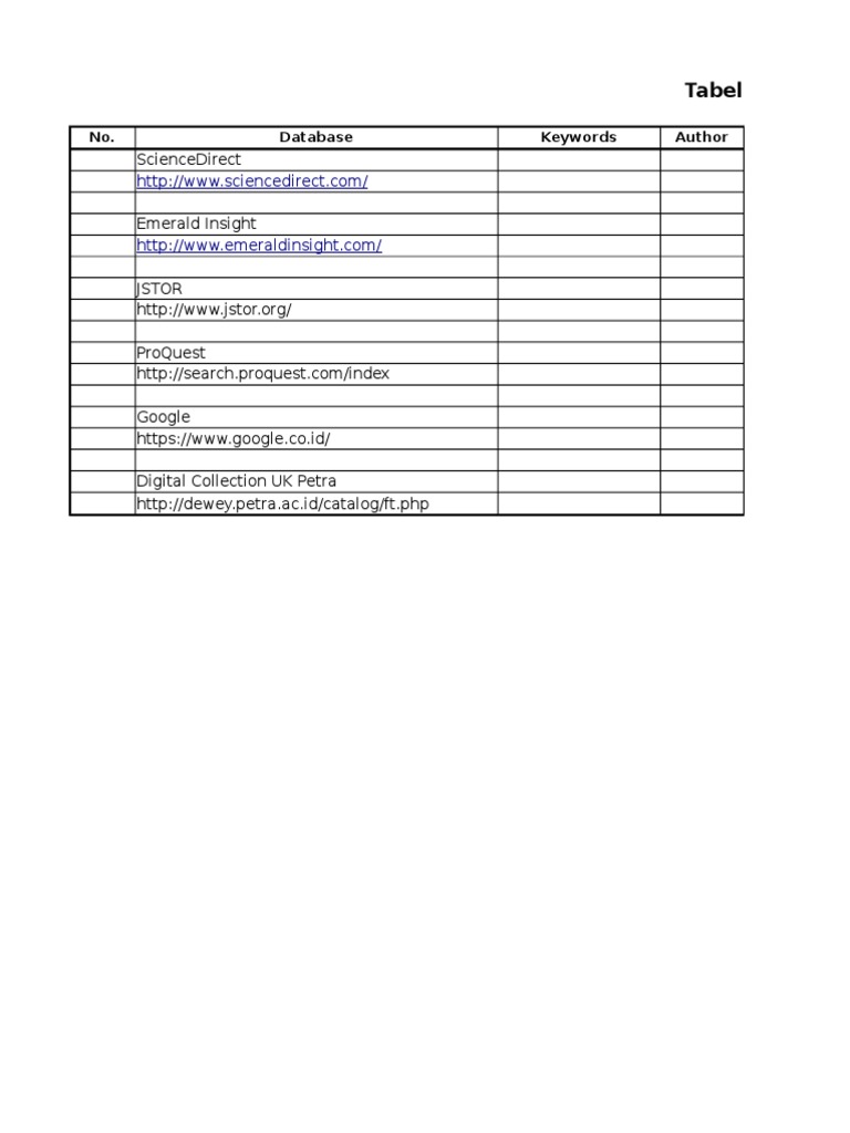 Tabel Hasil Penelusuran Literatur | PDF