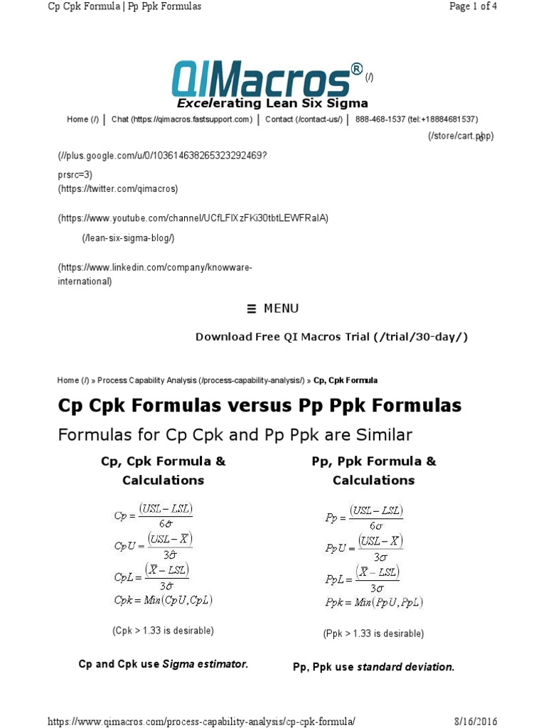 1 Cp-Cpk and Pp Ppk Formulas | Standard Deviation | Histogram