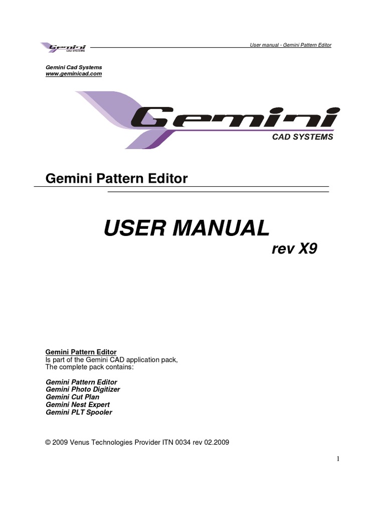 Gemini Pattern Editor v.X9 - User Manual | PDF | Circle | Geometry