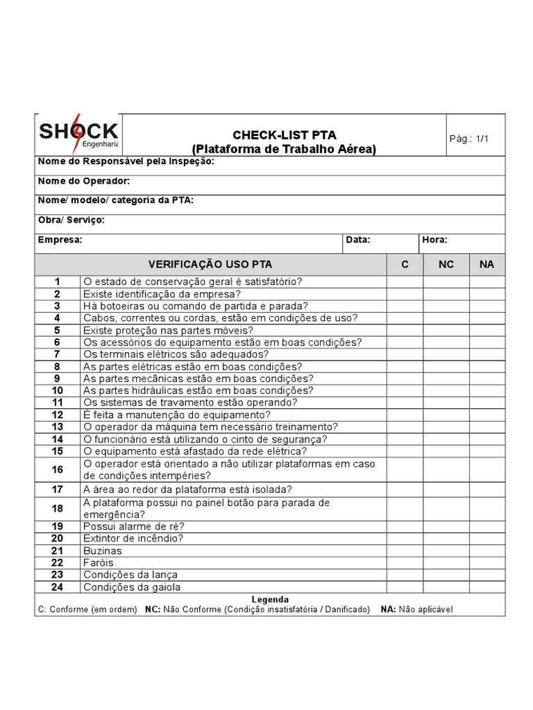 Checklist de Inspeção de PTA | PDF | Computadores
