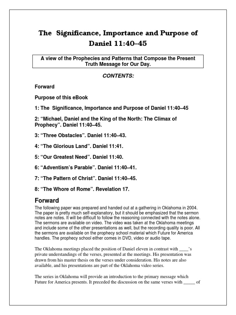 Understanding Daniel 11:40-45 Significance | PDF | Adventism | Last ...