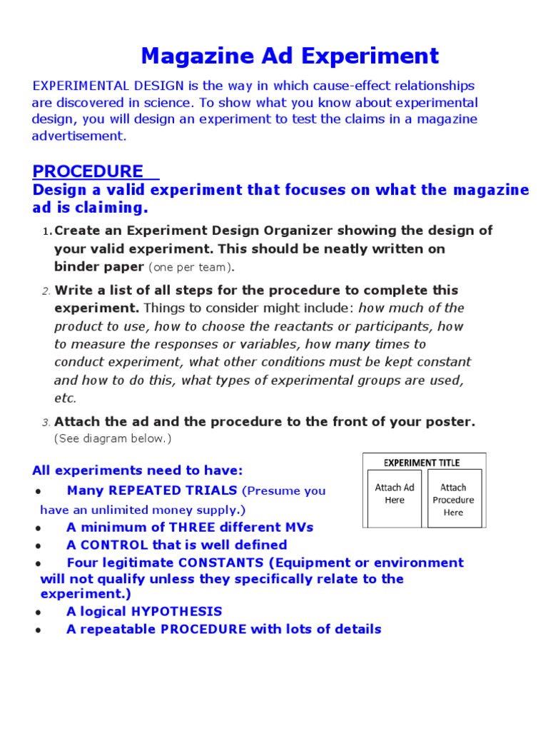 Magazine Ad Experiment | PDF | Design Of Experiments | Experiment