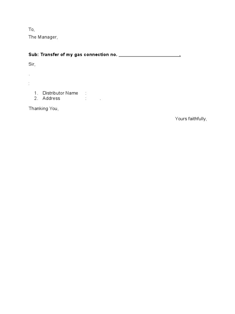 Gas Connection Transfer Application | PDF | Technology & Engineering
