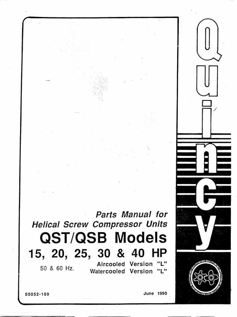 Quincy Compressor Qsb25 Parts Manual | PDF