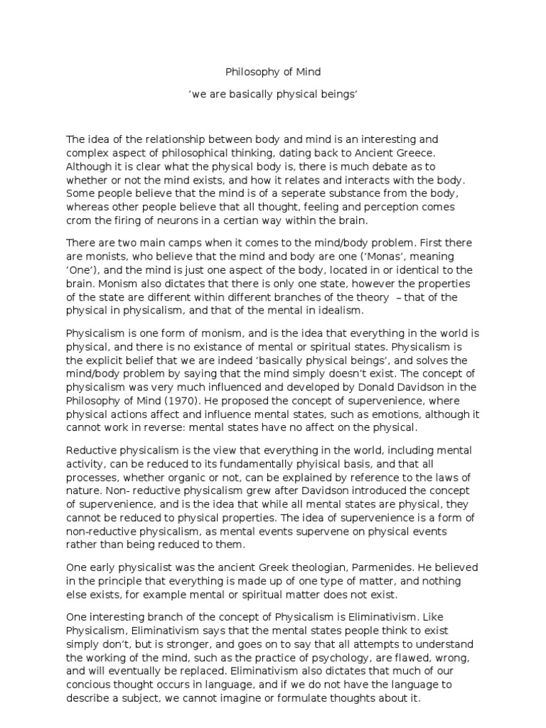 Philosophy of Mind | PDF | Philosophy Of Mind | Mind