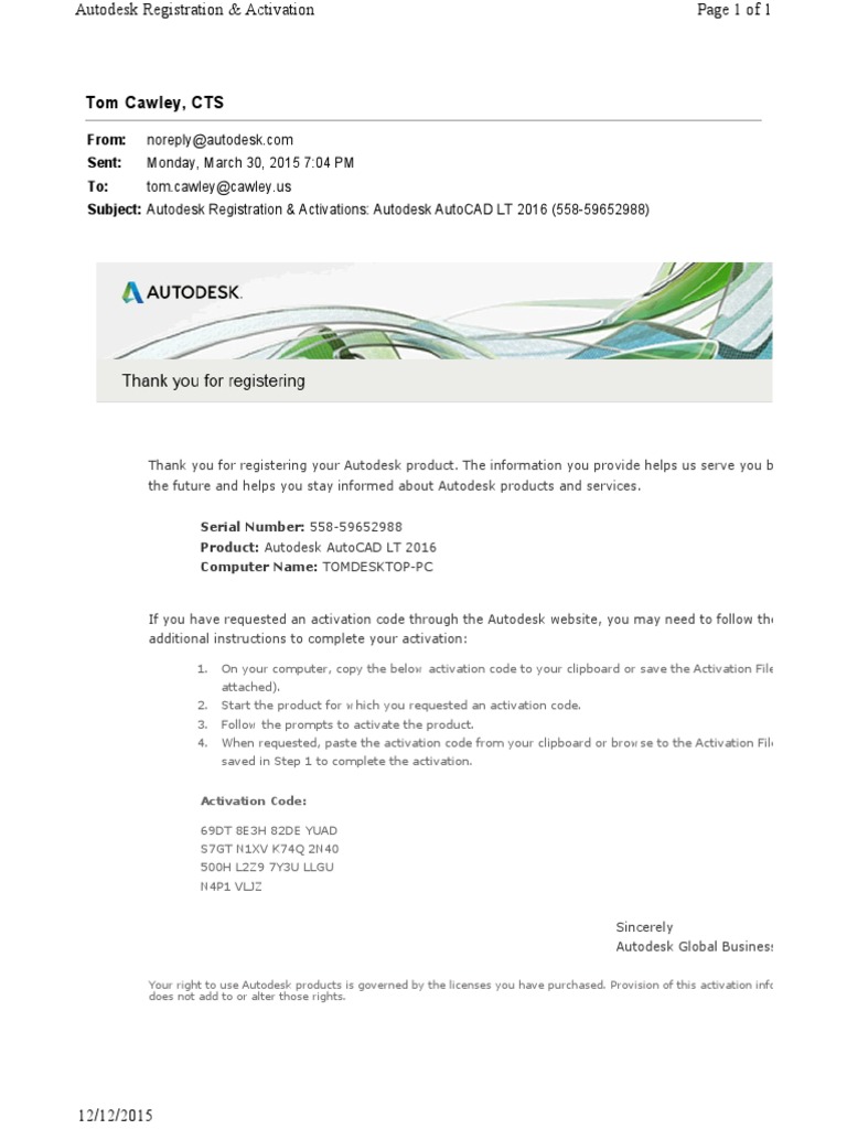 AutoCAD LT 2016 Activation Instructions | PDF