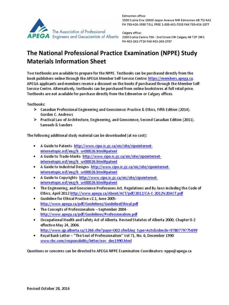 The National Professional Practice Examination Study Materials ...