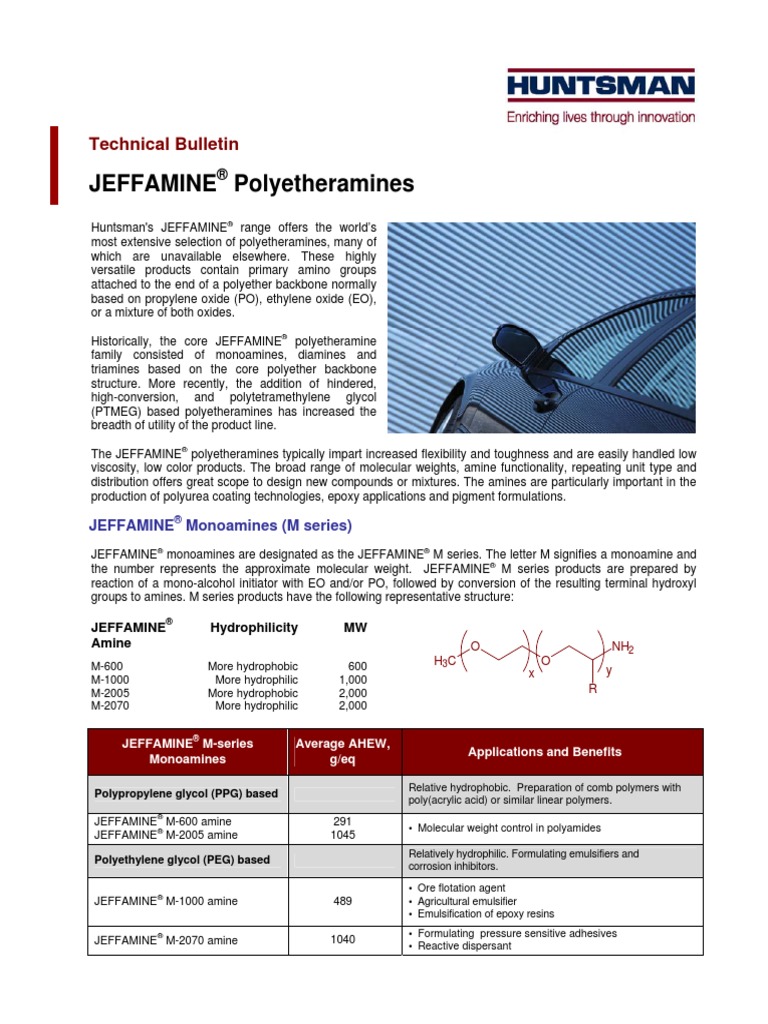 JEFFAMINE Polyetheramines Booklet - 10-12R1 2 | PDF | Epoxy ...