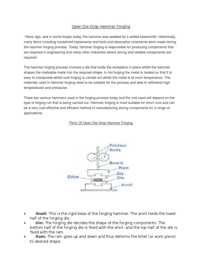 Open Die Drop Hammer Forging Overview | PDF | Forging | Production And ...