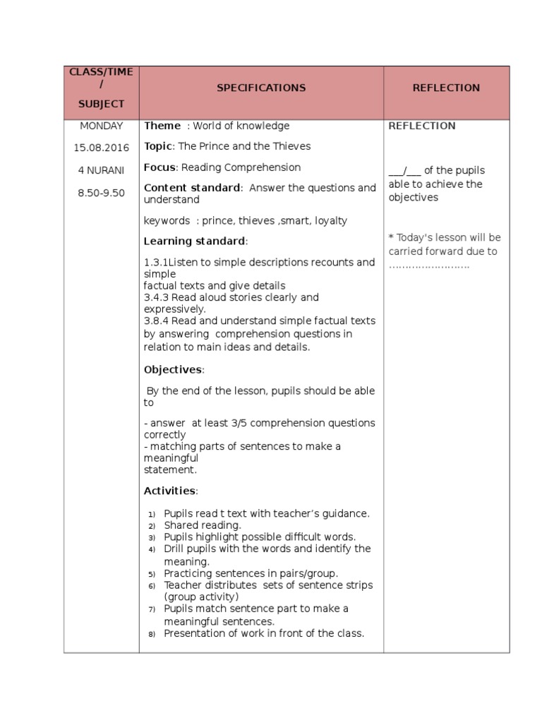 Sample Lesson Plan | PDF