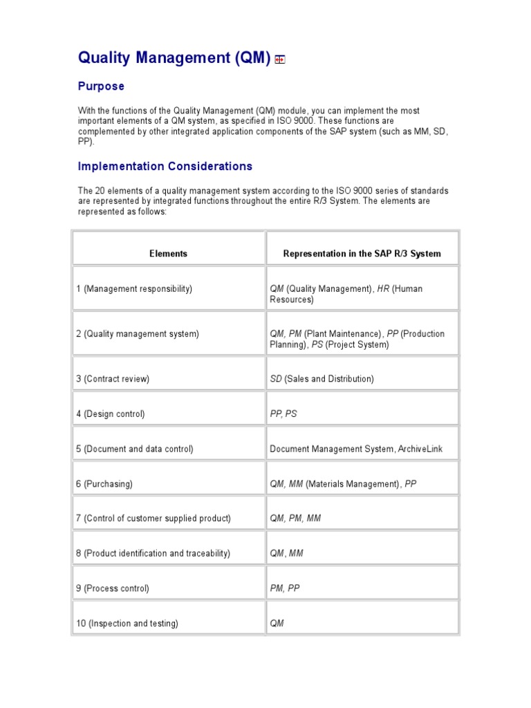 SAP QM User Guide | PDF | Quality (Business) | Quality Management