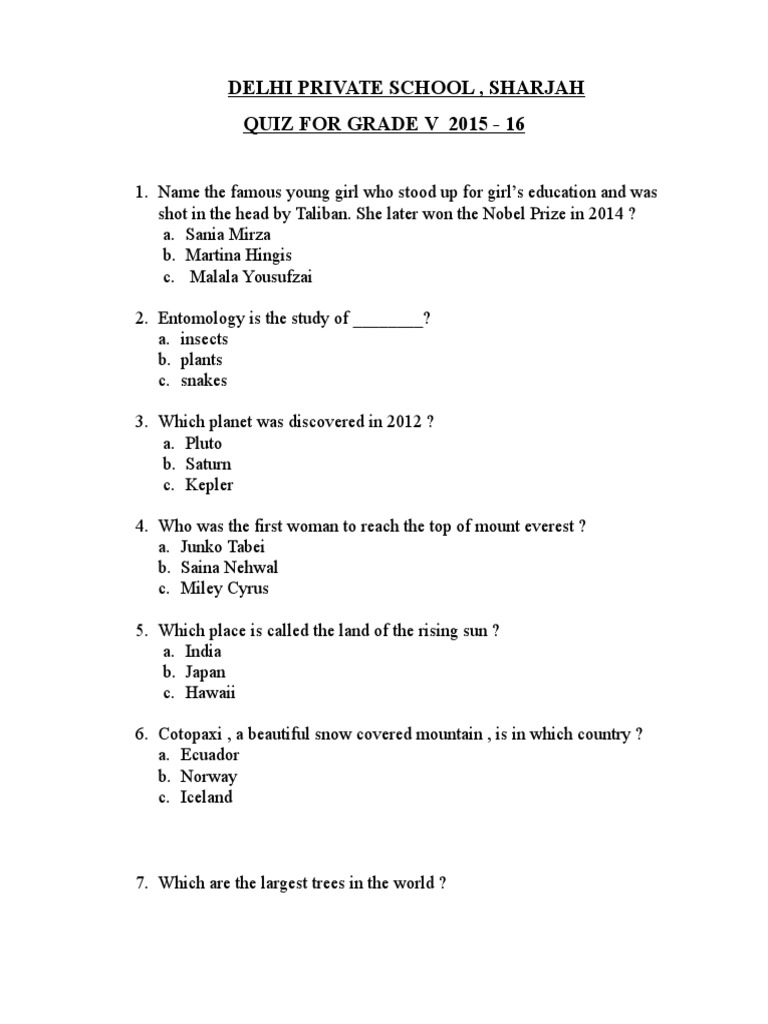 Quiz Questions | PDF