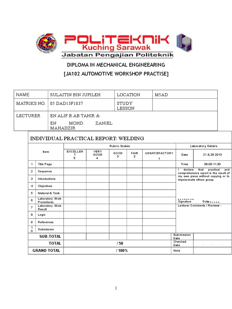 Welding Report | PDF | Welding | Construction
