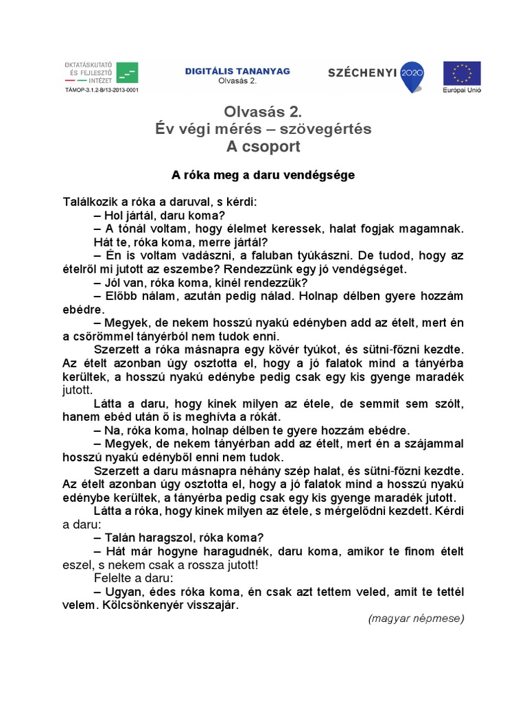 03. Szövegértés 2. - Év Végi Felmérő a És B