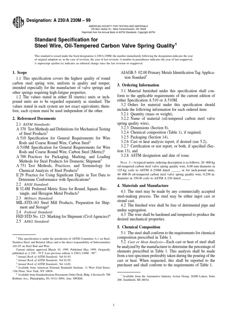 Astm A230 PDF | PDF | Wire | Steel