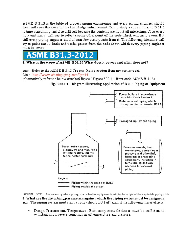 Key Points of ASME B31.3 Piping Code | PDF | Pipe (Fluid Conveyance ...