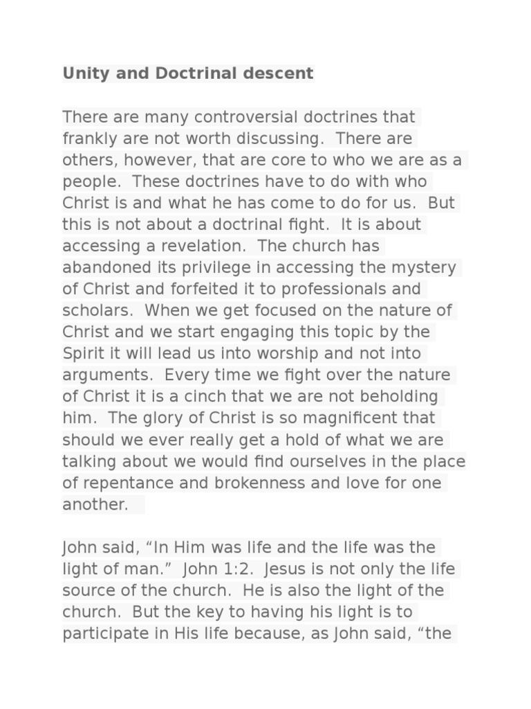 Unity in Christ: Overcoming Doctrinal Divisions | PDF | John The ...