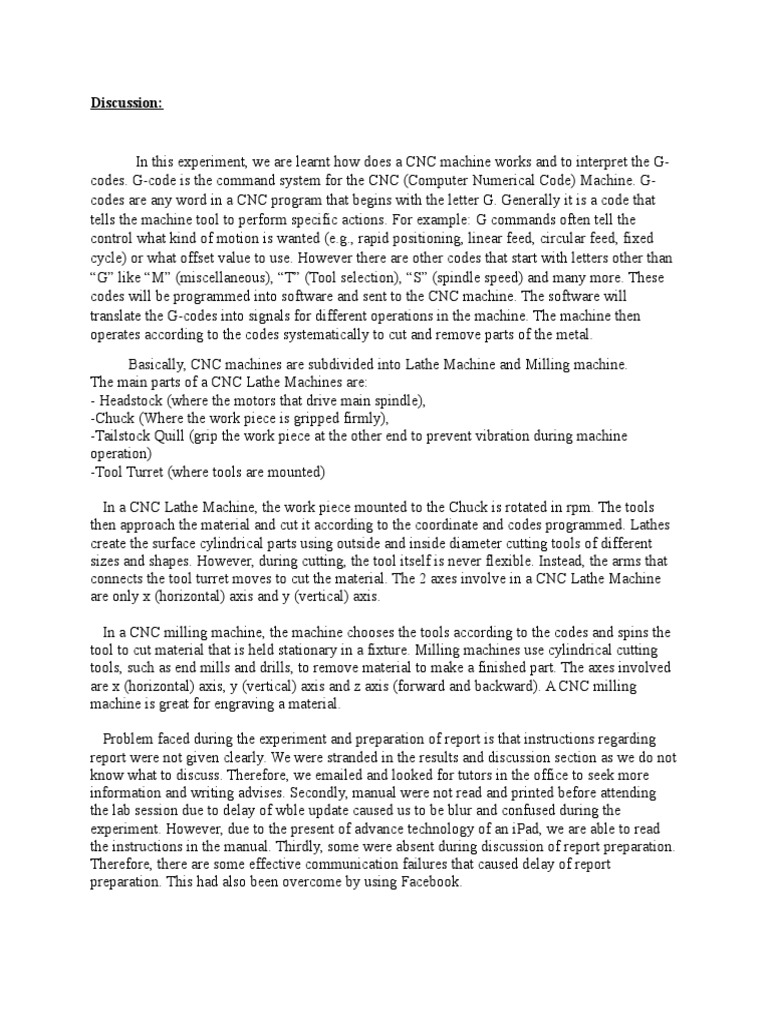 CNC Lab Report | PDF | Numerical Control | Tools