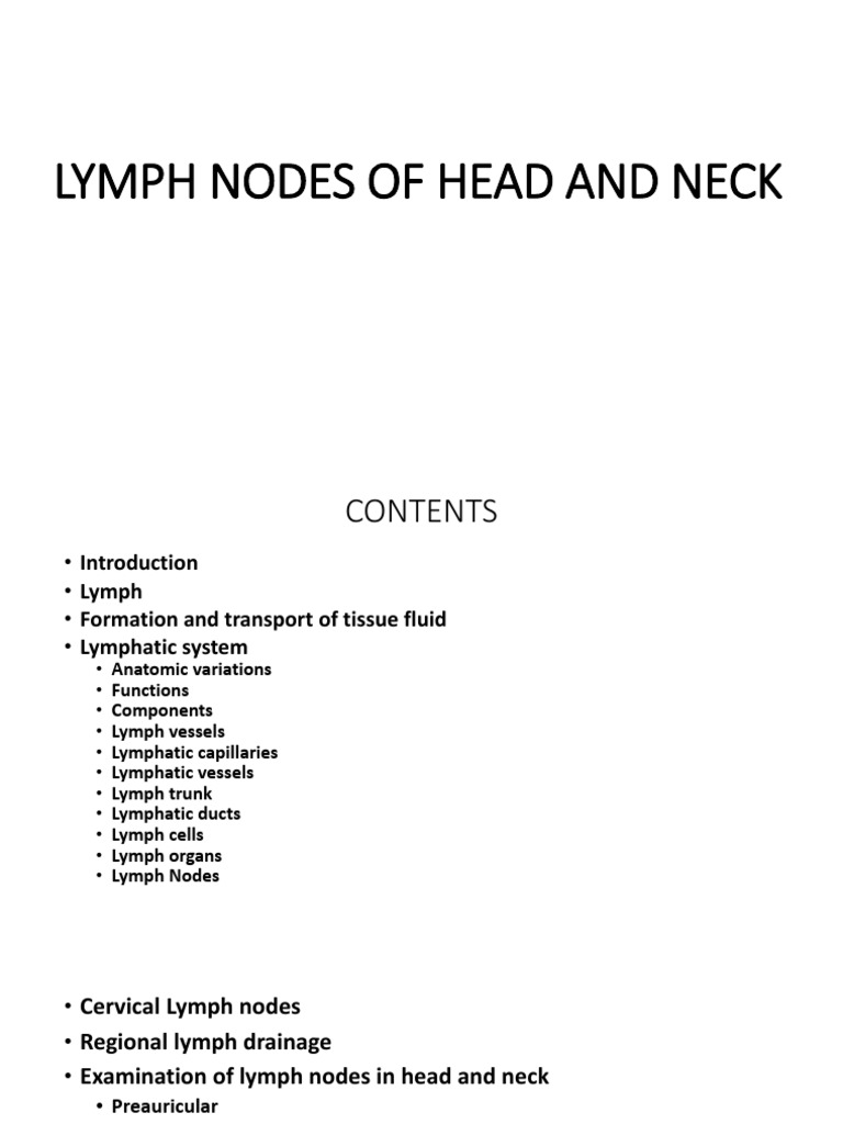 Lymph Nodes of Head and Neck | PDF | Lymphatic System | Lymphoma