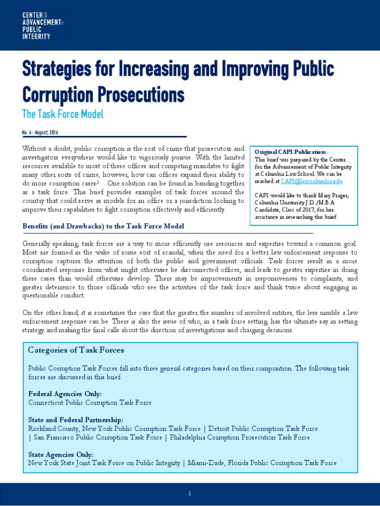 Task Force Strategies for Corruption Prosecutions | PDF | Corruption ...