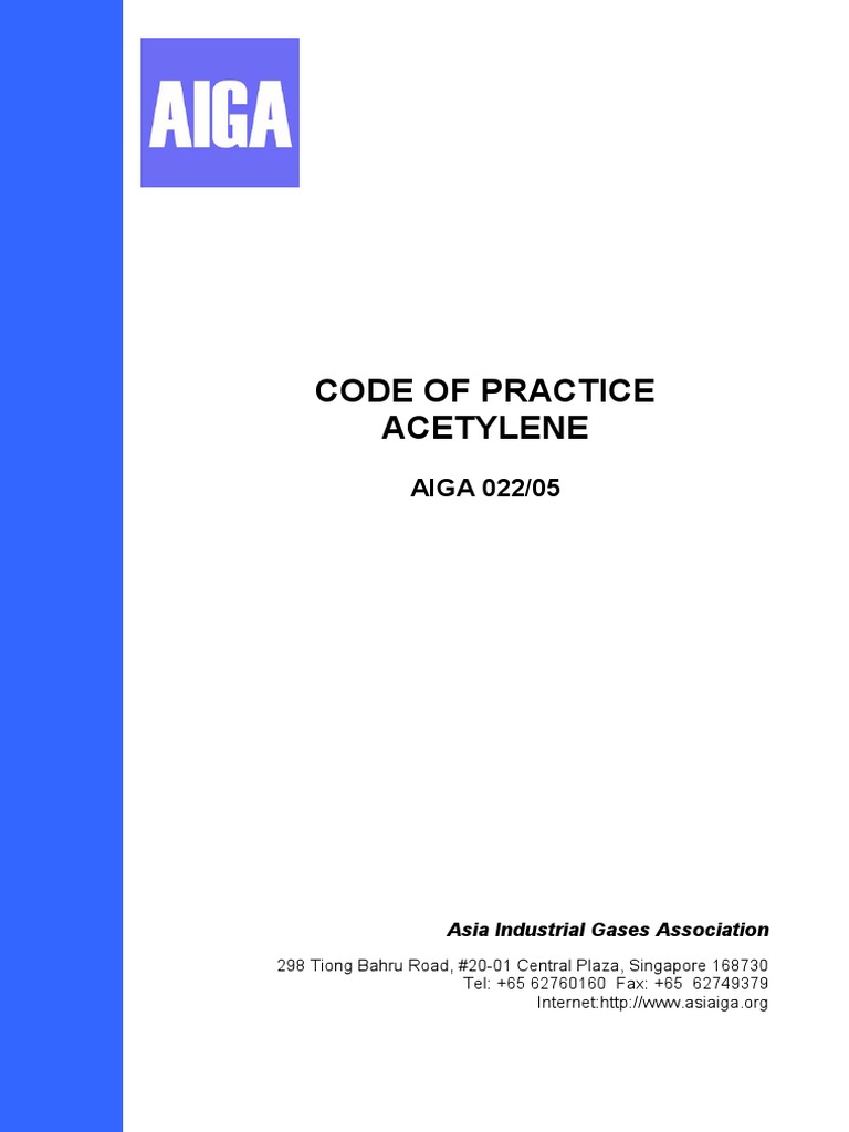 AIGA 022 - 05 Code of Practice For Acetylene | PDF | Dangerous Goods ...