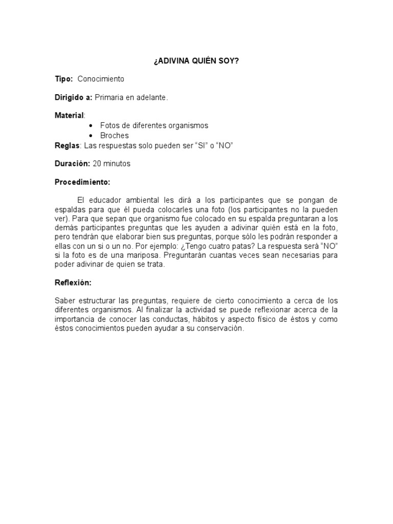 Adivina Quien Soy | PDF