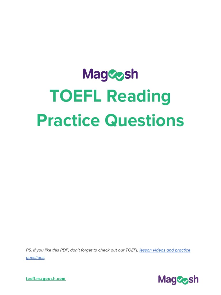 TOEFL Reading Practice PDF | PDF