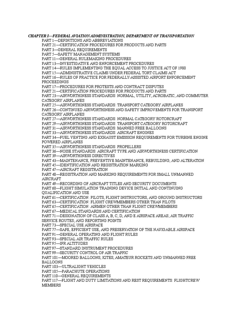 Comprehensive Collection of Federal Aviation Administration Regulations ...