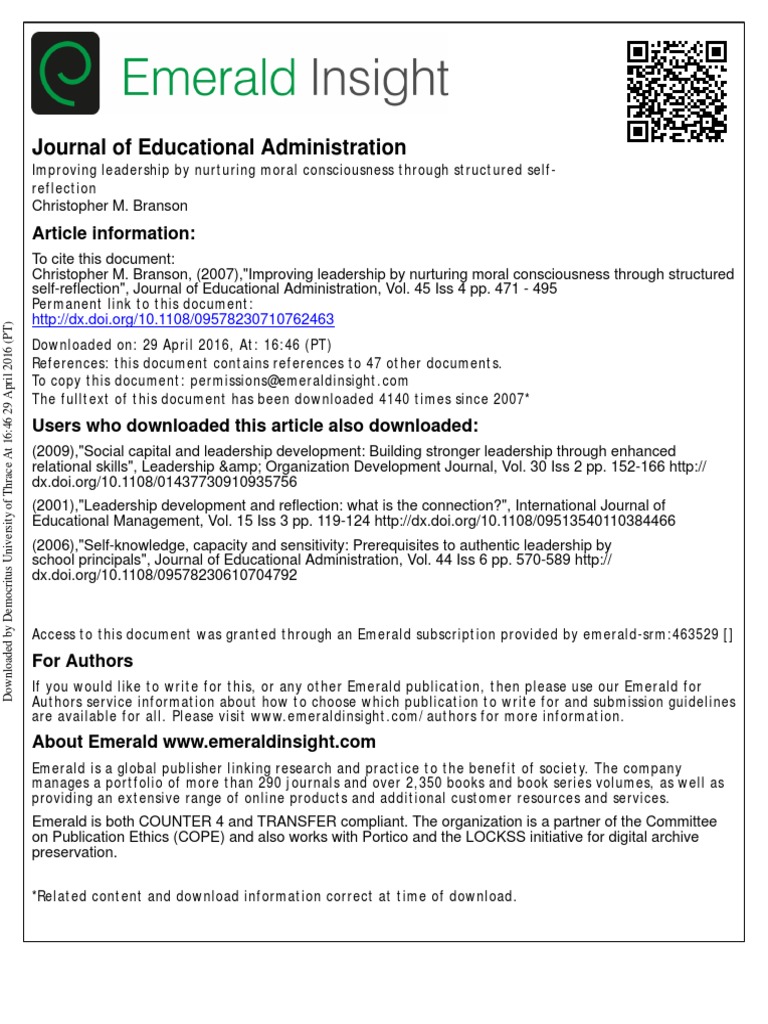 Leadership and Self-Reflection | PDF | Self | Leadership