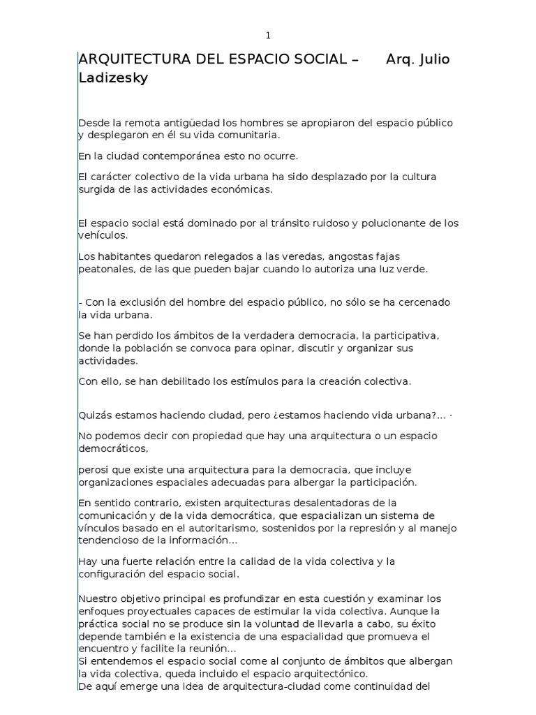Arquitectura Del Espacio Social | PDF