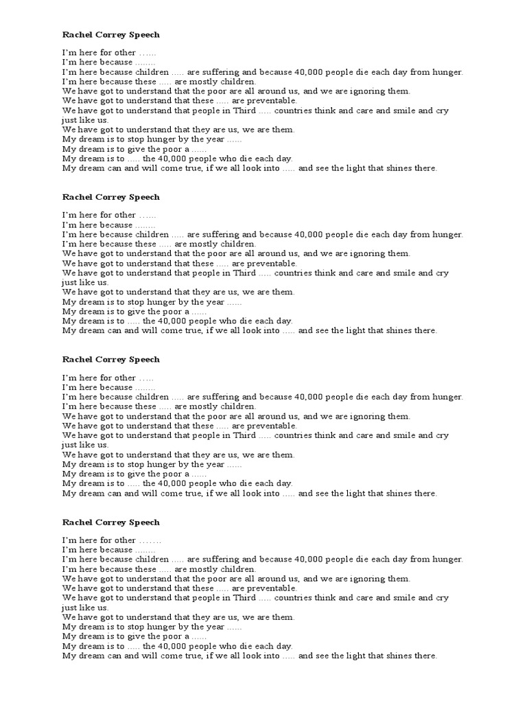 Rachel Correy Speech | PDF