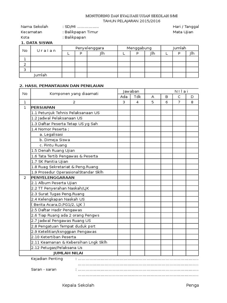 Form Monitoring US | PDF | Karier & Perkembangan | Olahraga & Rekreasi