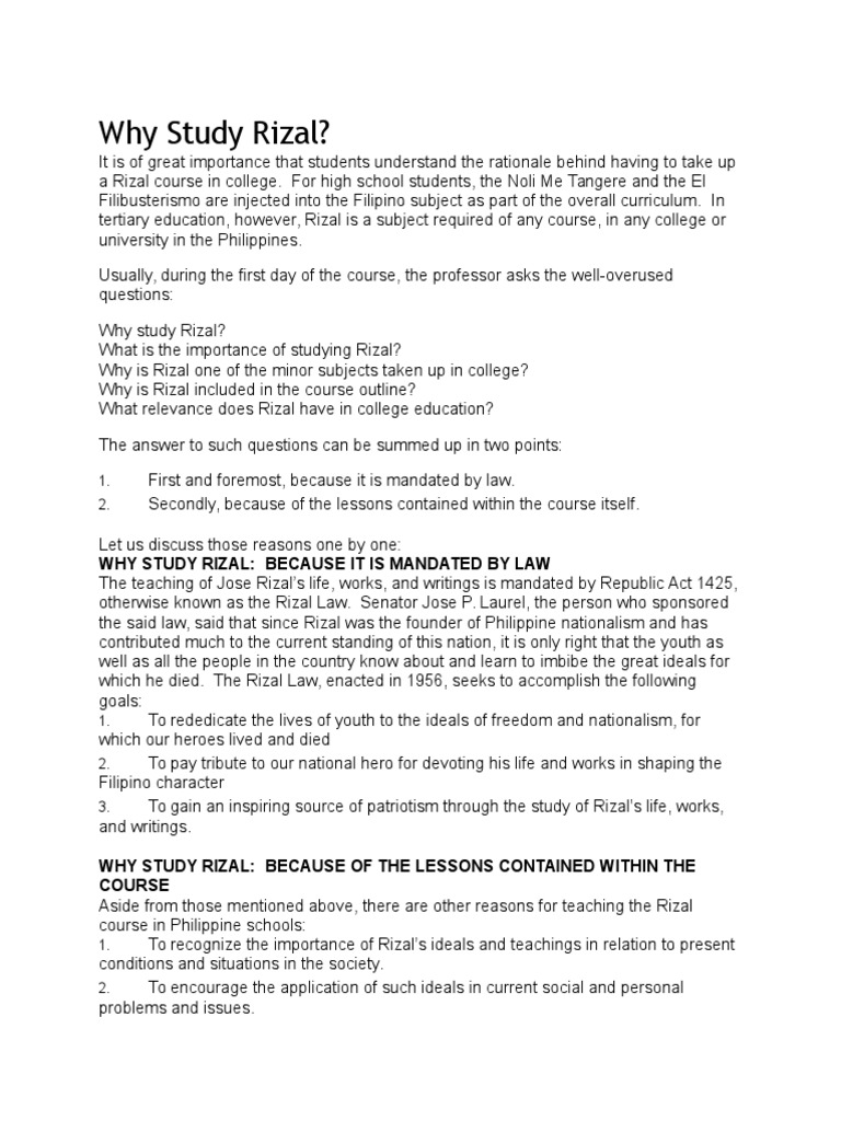 Why Study Rizal | PDF