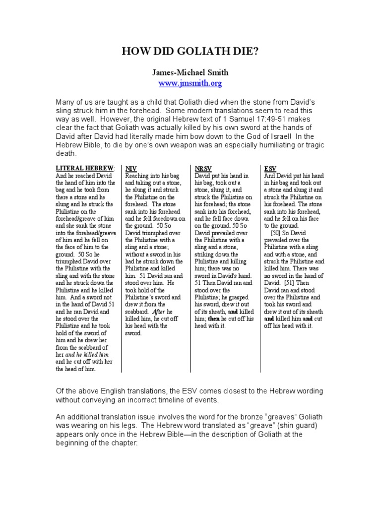 How Did Goliath Die | Goliath | David | Free 30-day Trial | Scribd