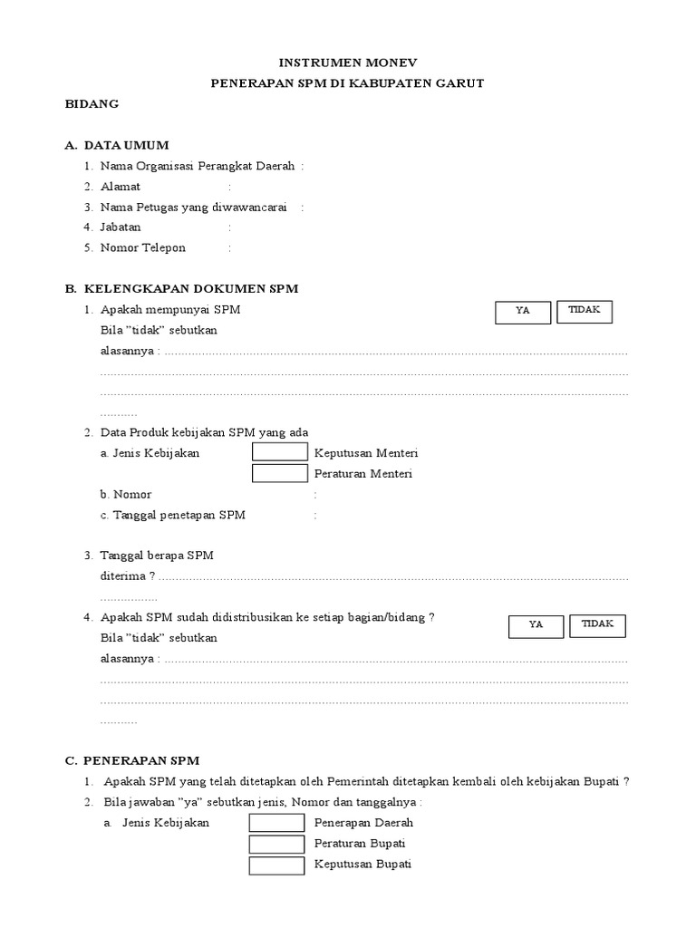 Instrumen Monev SPM | PDF