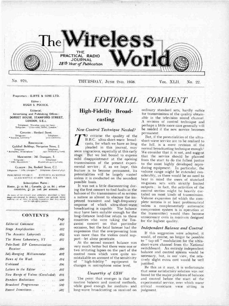 Wireless World 1938 06 | PDF | Loudspeaker | Detector (Radio)
