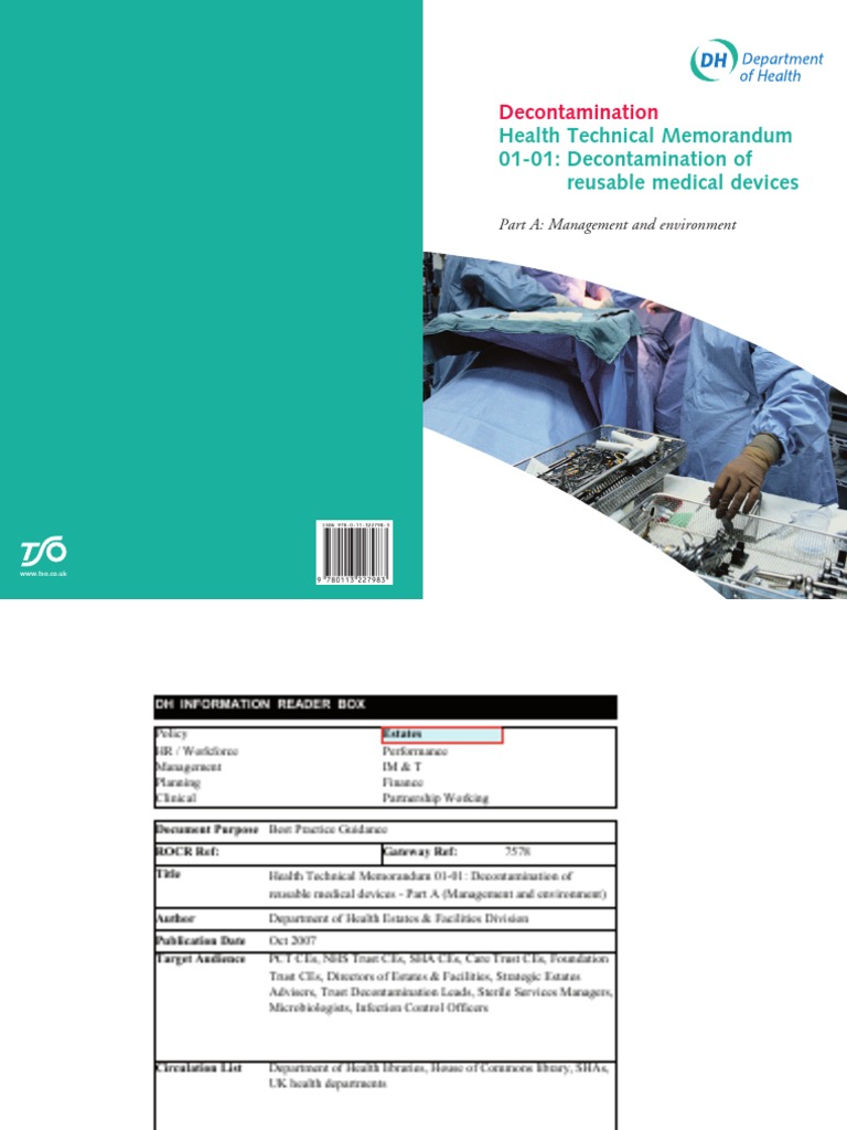 Htm 01 01 Part a Decontamination | Medical Device | Regulatory Compliance