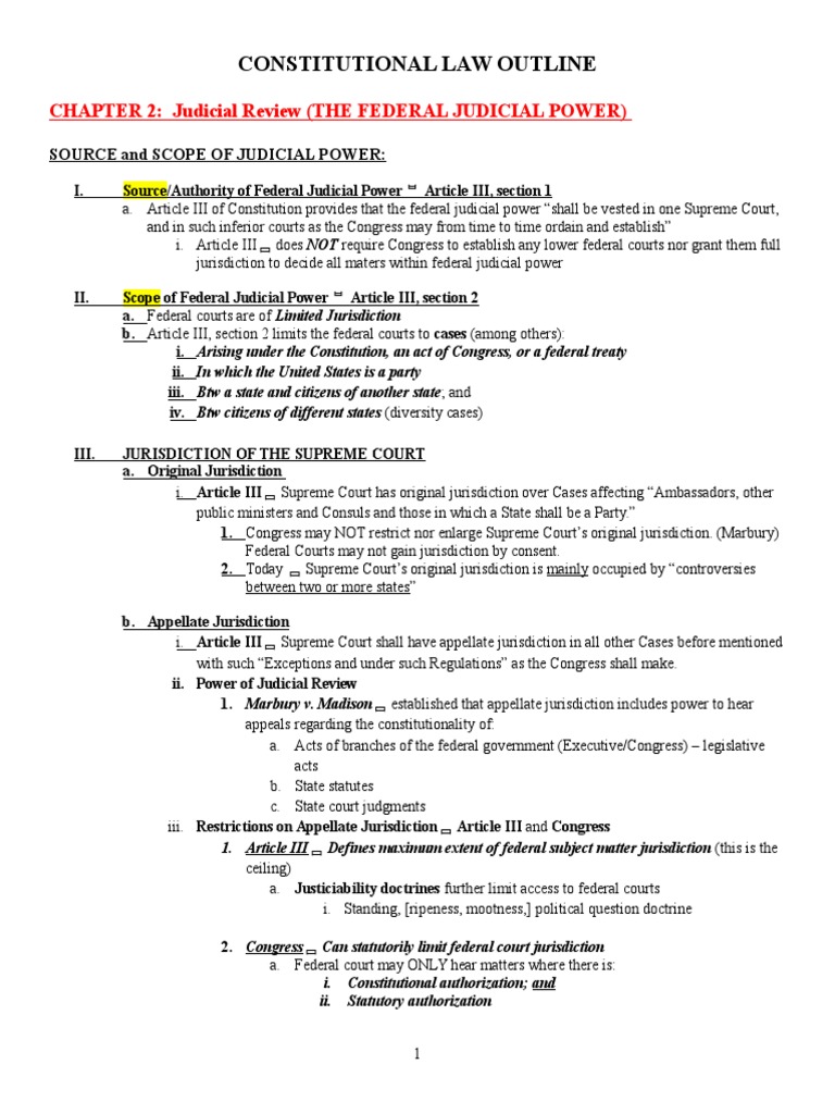 Constitutional Law Outline | Standing (Law) | Article Three Of The ...