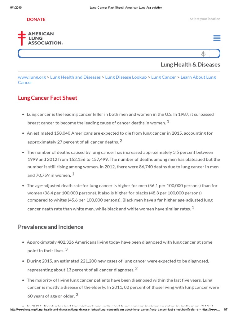 Lung Cancer Fact Sheet _ American Lung Association | Lung Cancer | Cancer