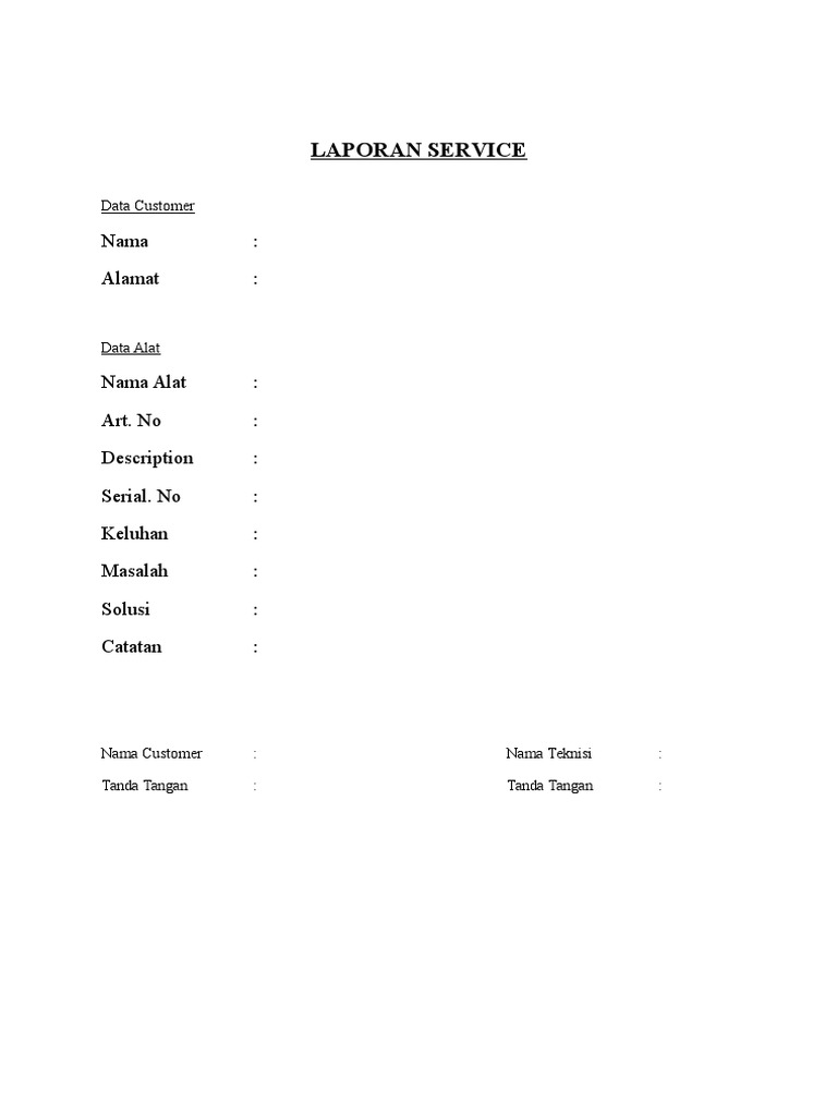 Format Laporan Service | PDF
